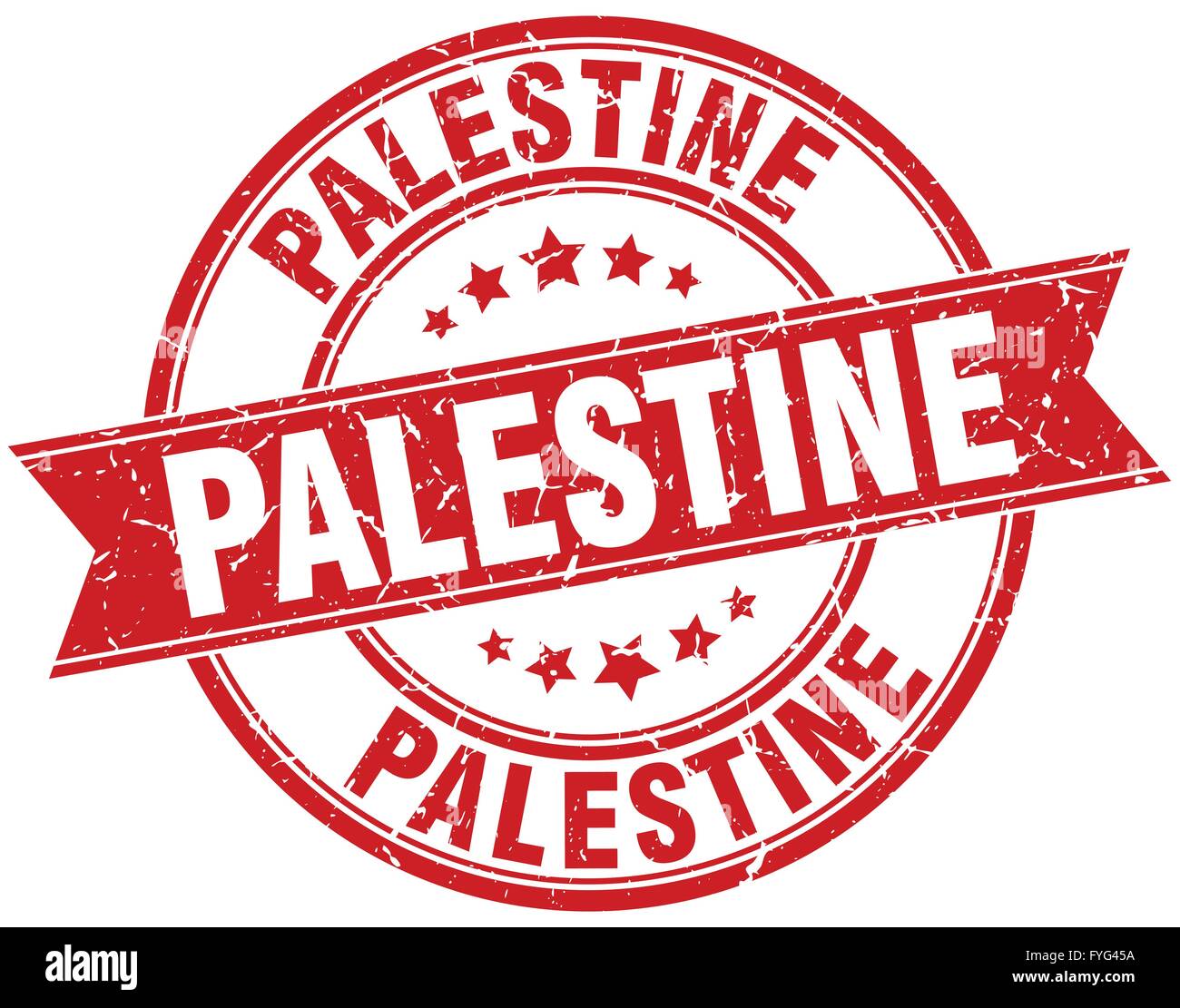Palestine red round grunge vintage ribbon stamp Stock Vector Image ...