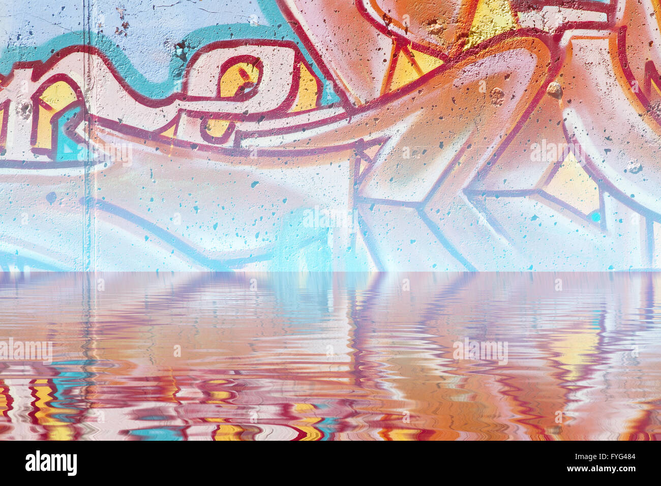 Abstract colorful graffiti reflection in the water Stock Photo - Alamy