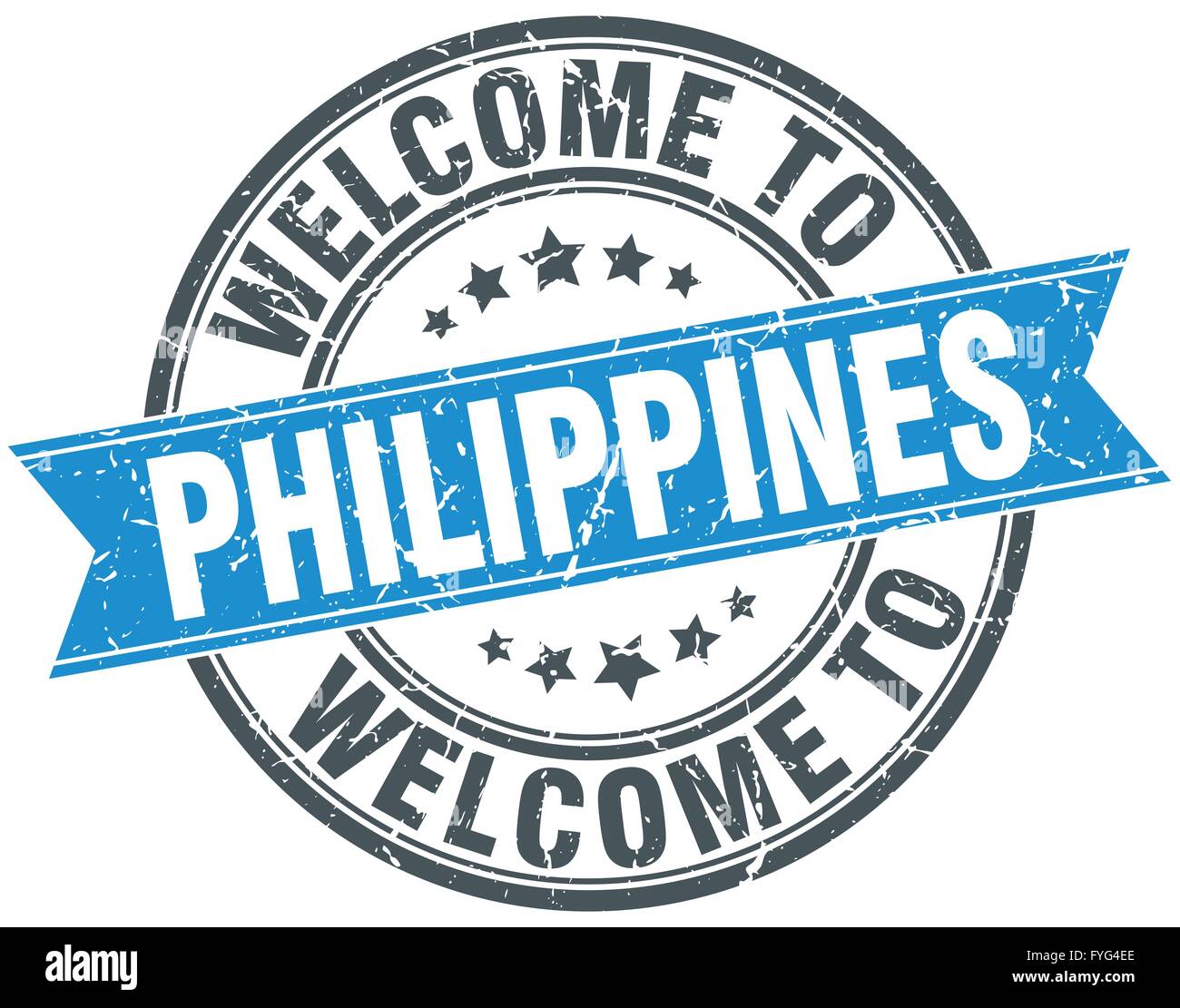 welcome to Philippines blue round vintage stamp Stock Vector Image ...