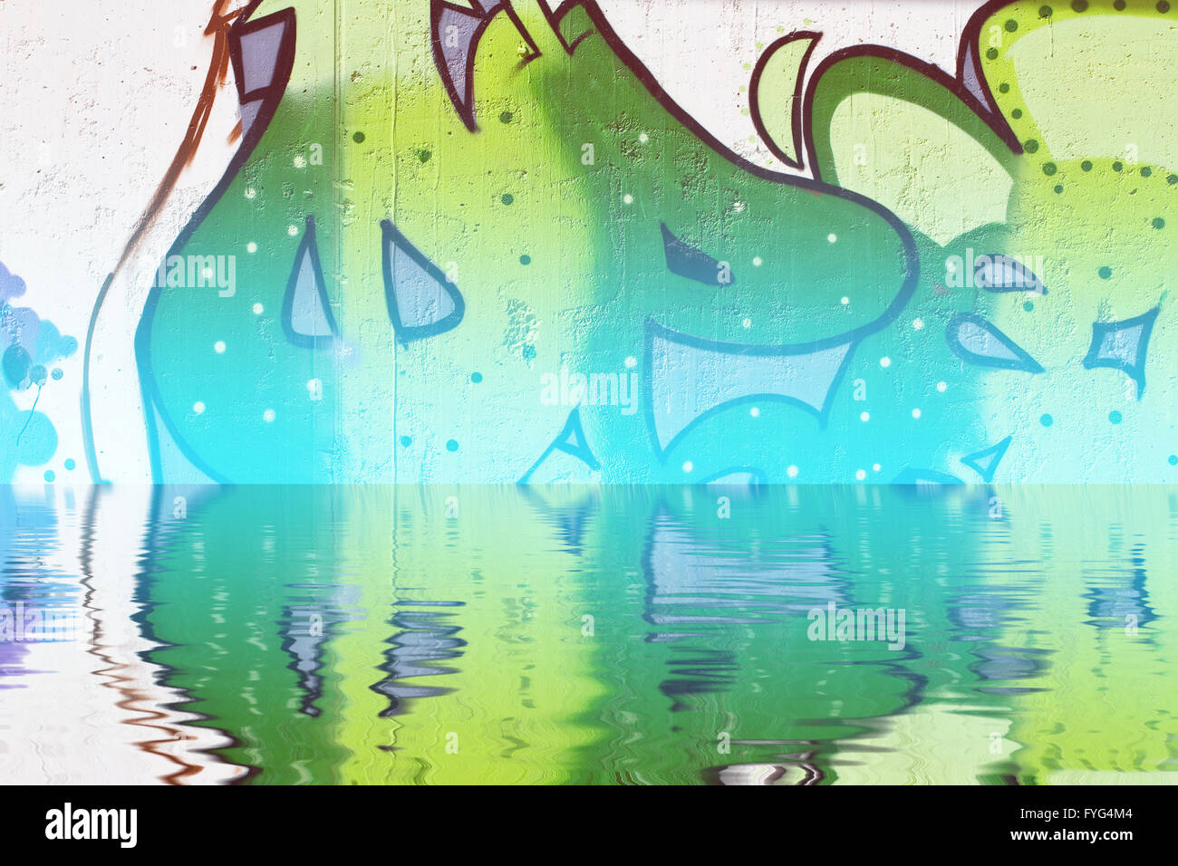 Abstract colorful graffiti reflection in the water Stock Photo - Alamy