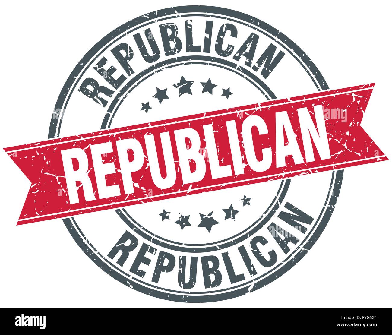 republican red round grunge vintage ribbon stamp Stock Vector Image ...