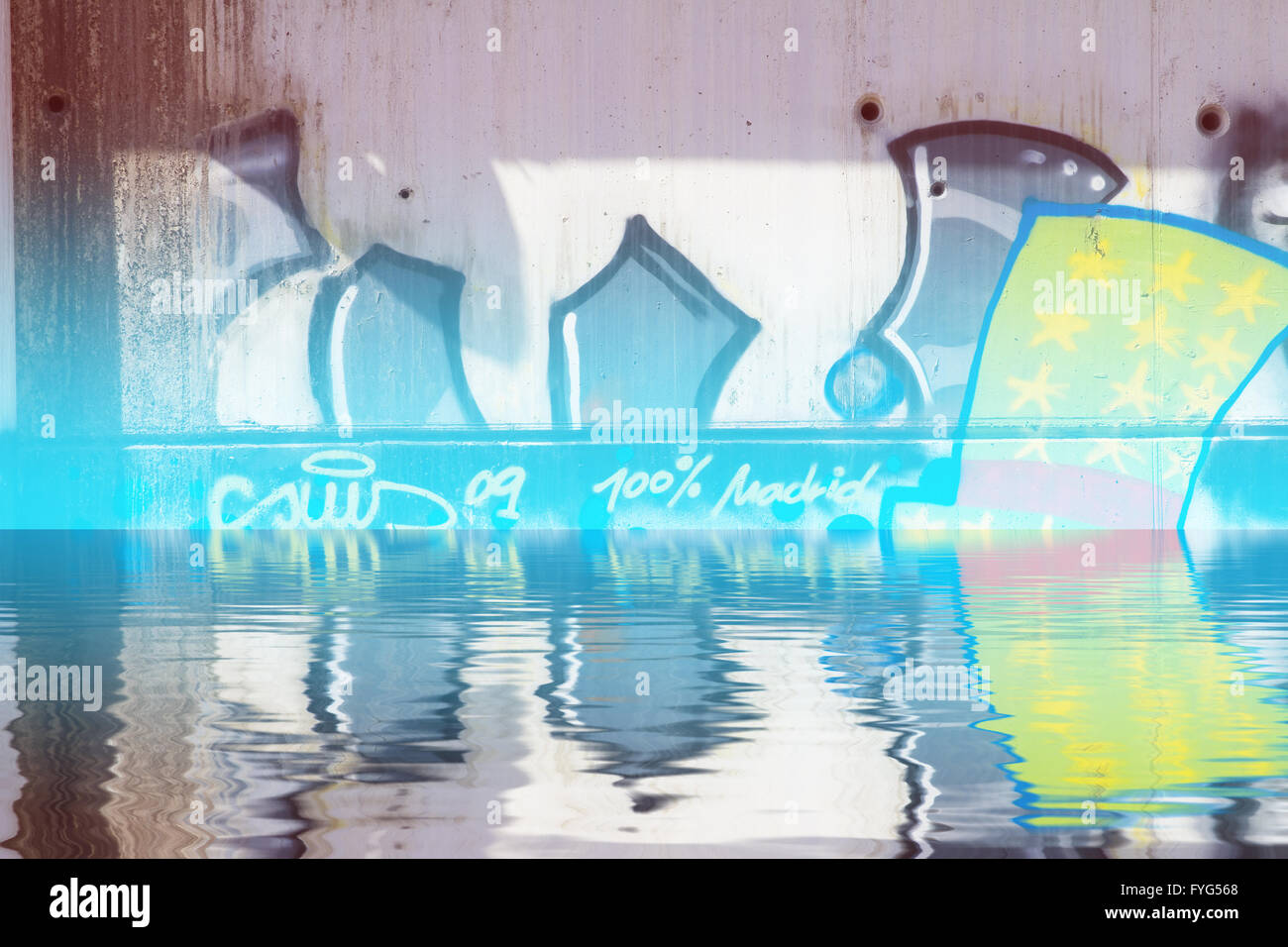 Abstract colorful graffiti reflection in the water Stock Photo - Alamy