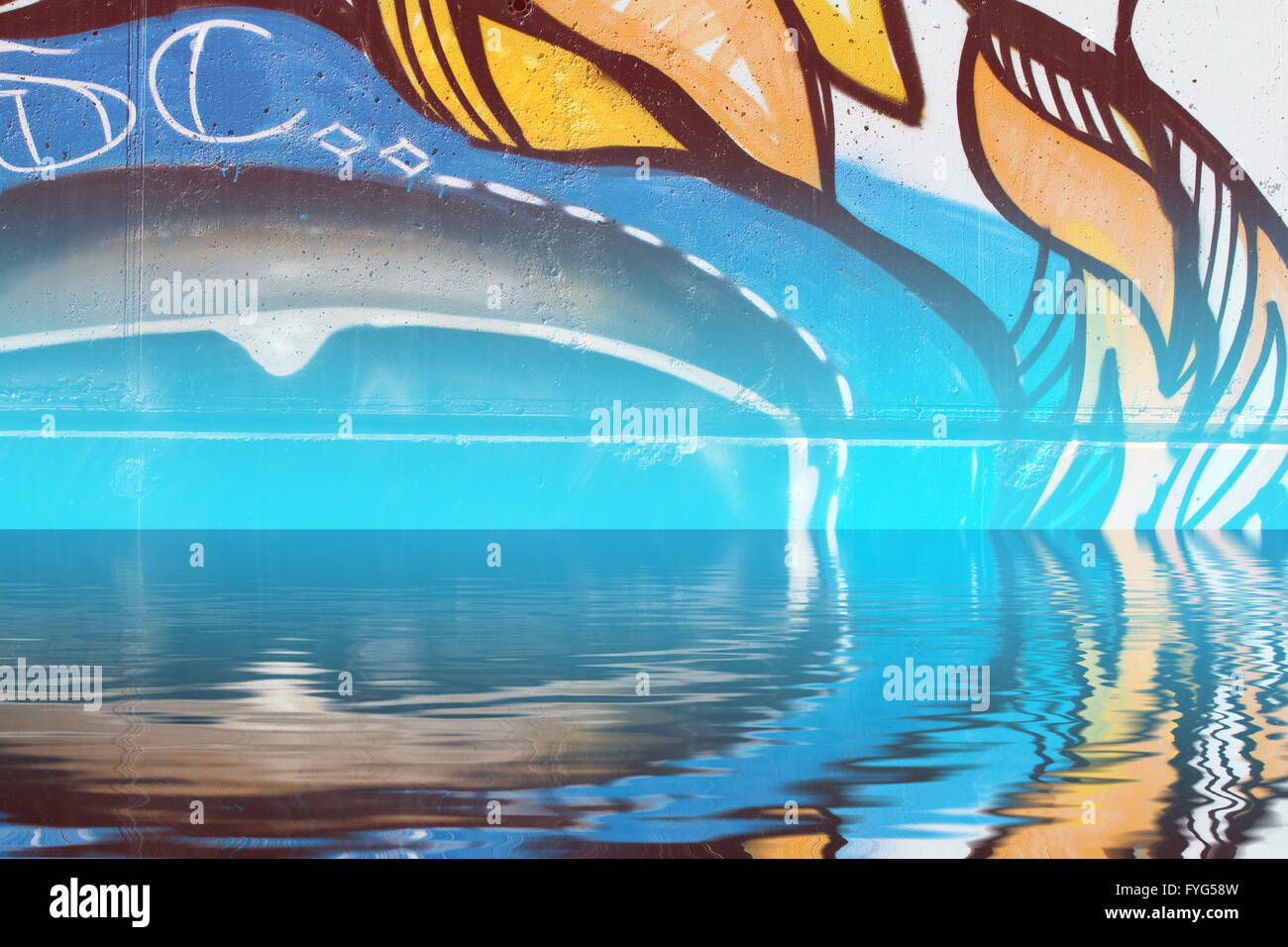 Abstract colorful graffiti reflection in the water Stock Photo - Alamy