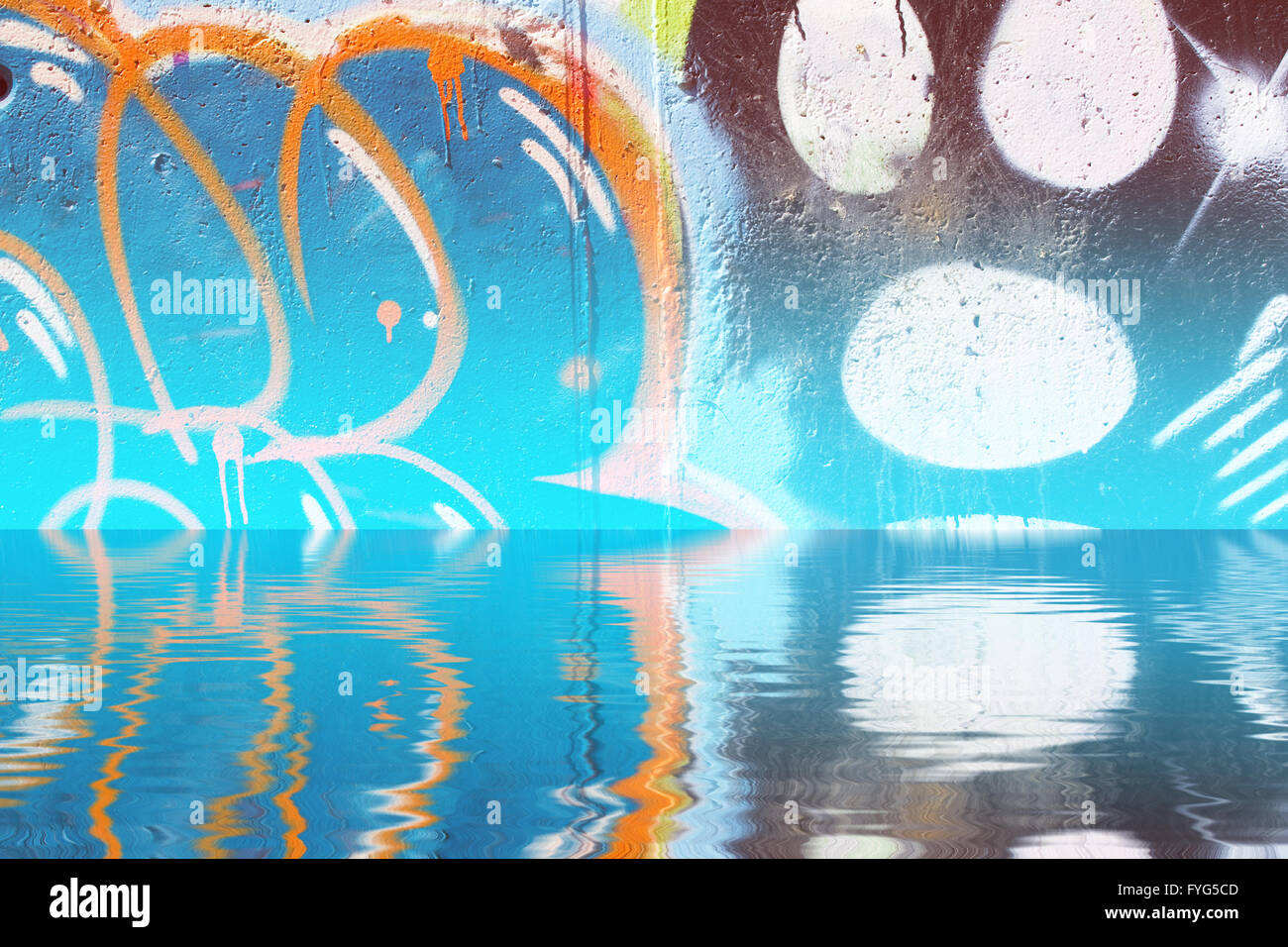 Abstract colorful graffiti reflection in the water Stock Photo - Alamy
