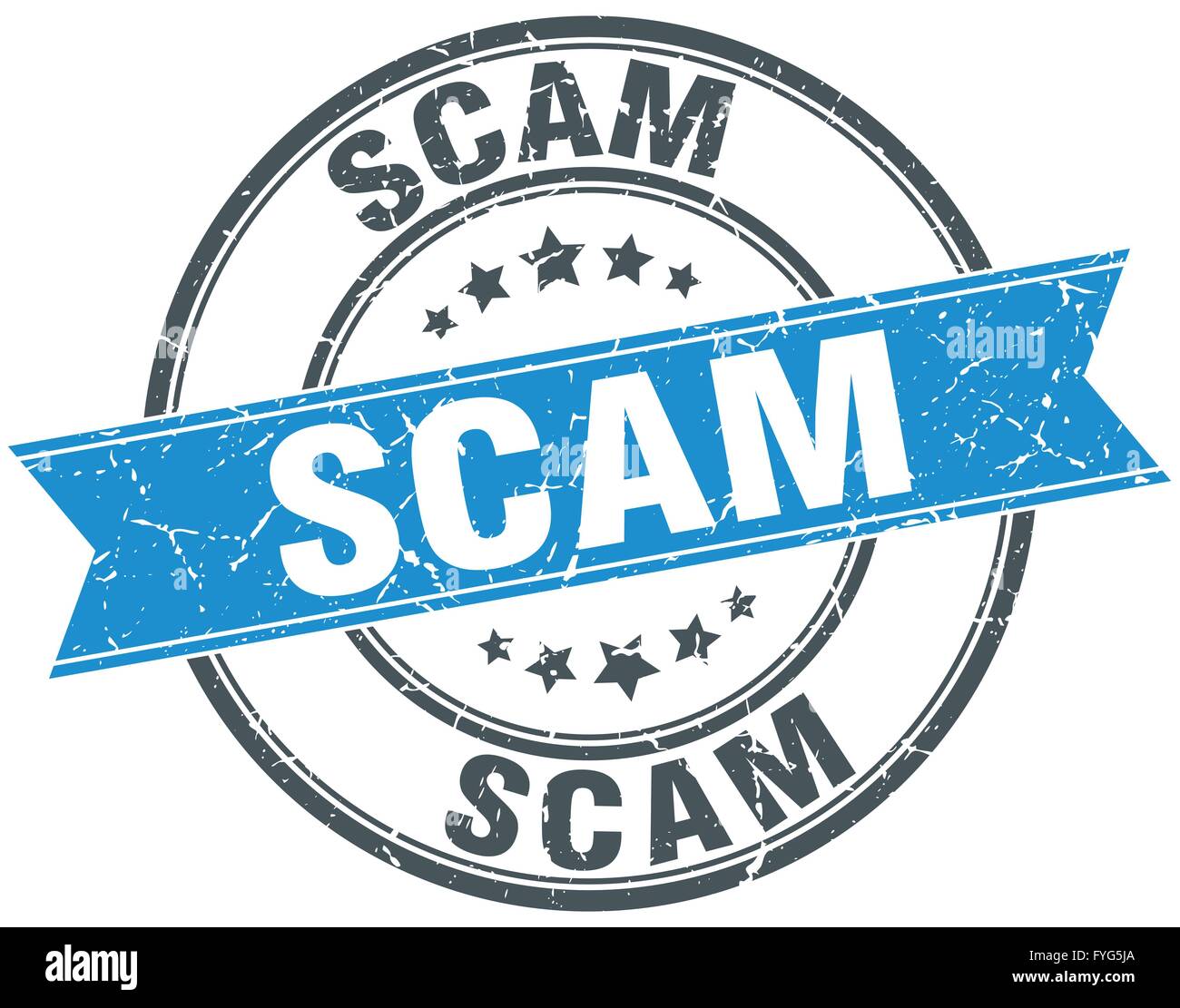 scam blue round grunge vintage ribbon stamp Stock Vector Image & Art ...