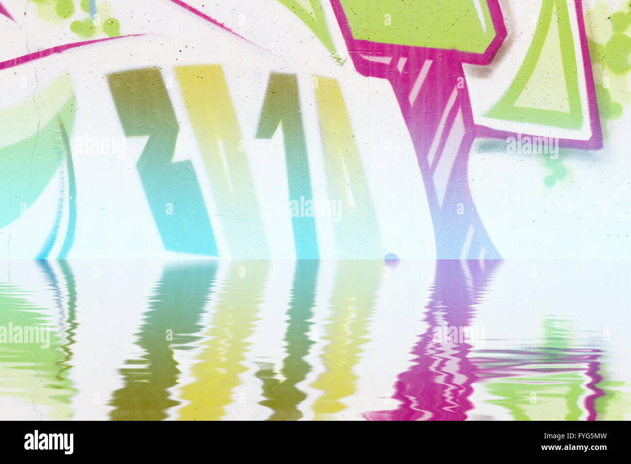 Abstract colorful graffiti reflection in the water Stock Photo - Alamy