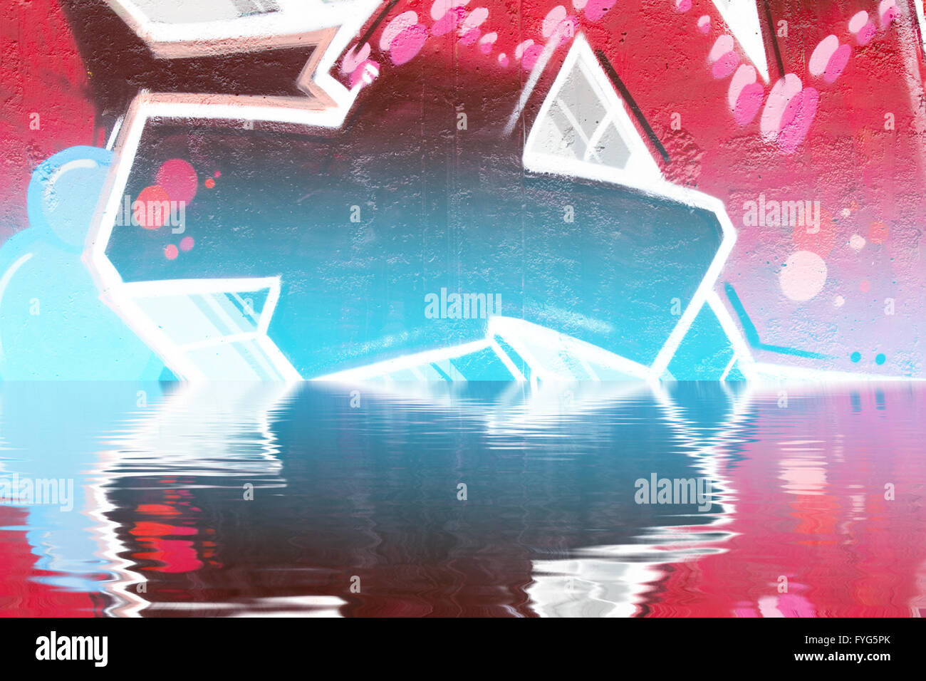 Abstract colorful graffiti reflection in the water Stock Photo - Alamy