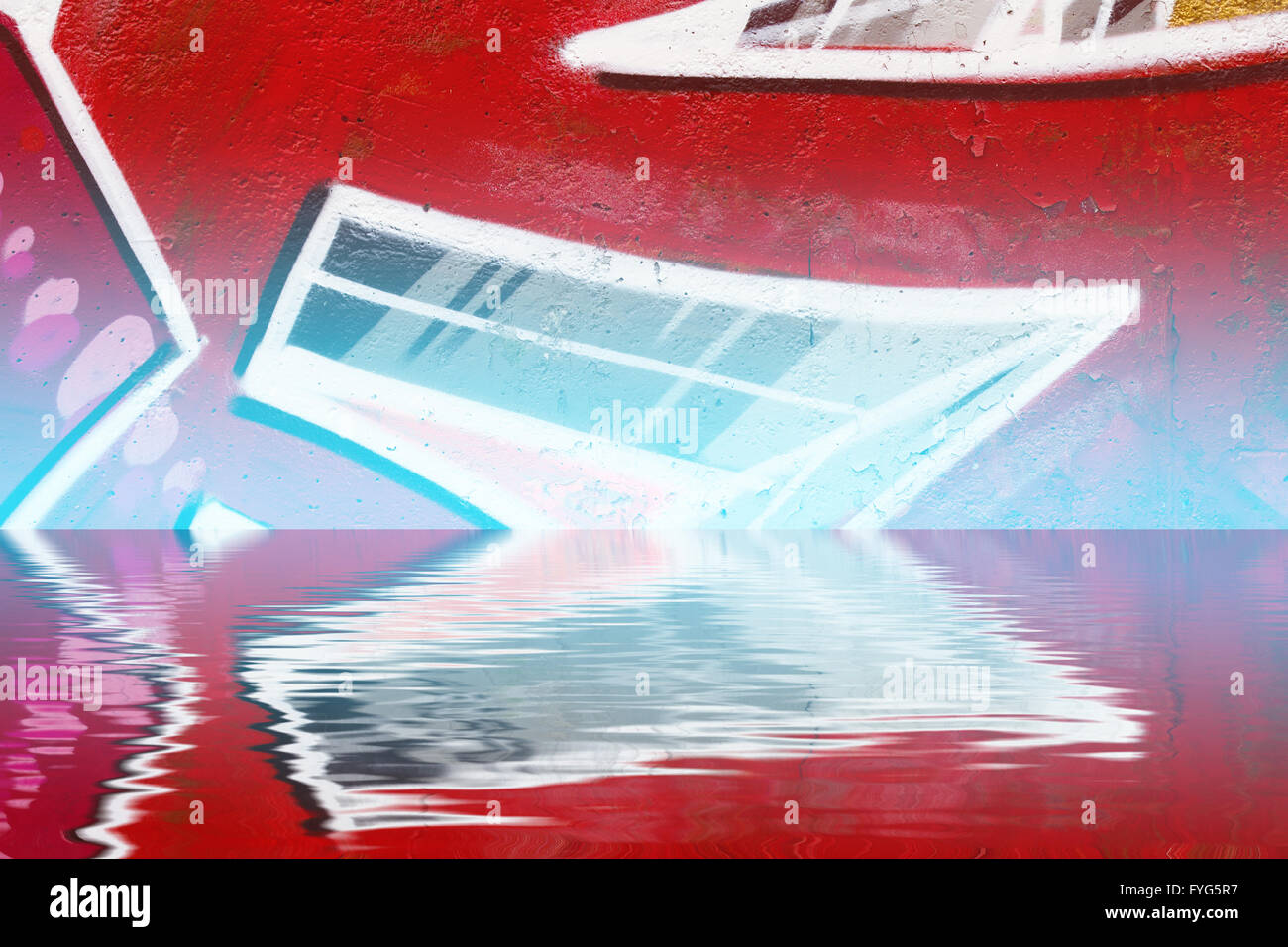 Abstract colorful graffiti reflection in the water Stock Photo - Alamy