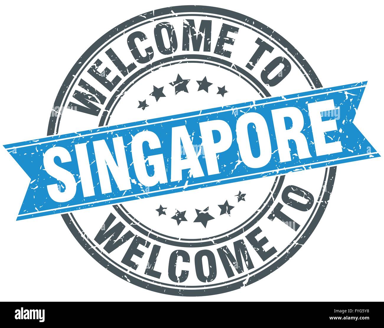 welcome to Singapore blue round vintage stamp Stock Vector Image & Art ...