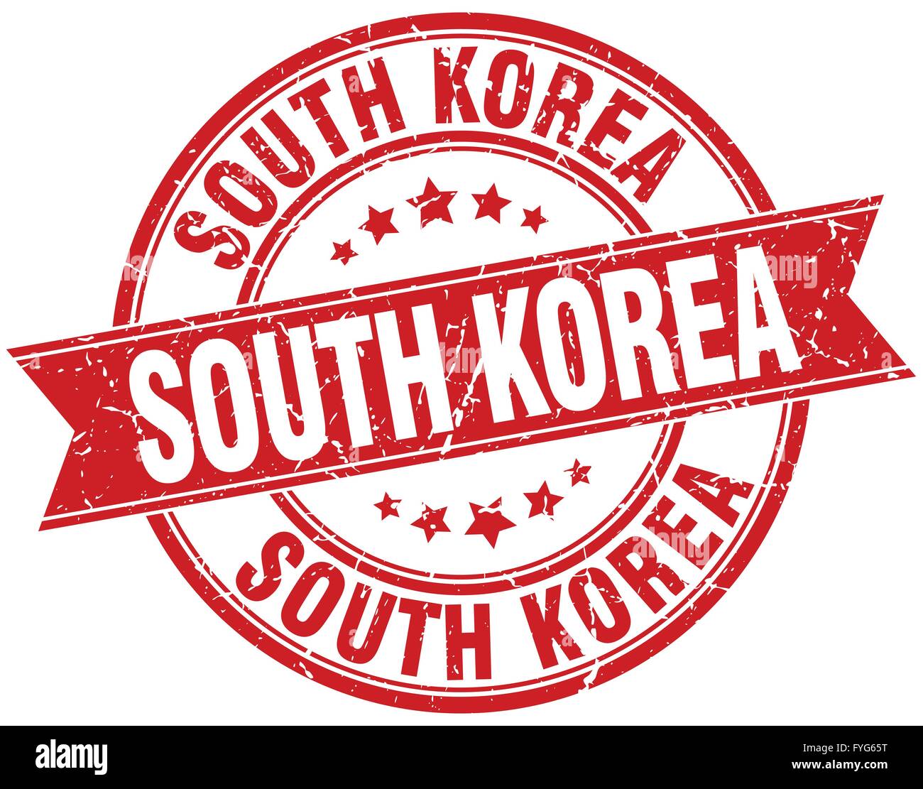South Korea red round grunge vintage ribbon stamp Stock Vector Image ...
