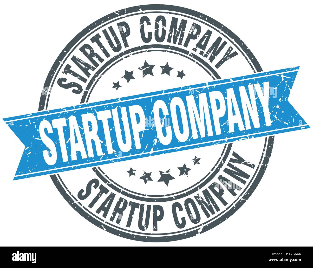 startup company blue round grunge vintage ribbon stamp Stock Vector ...