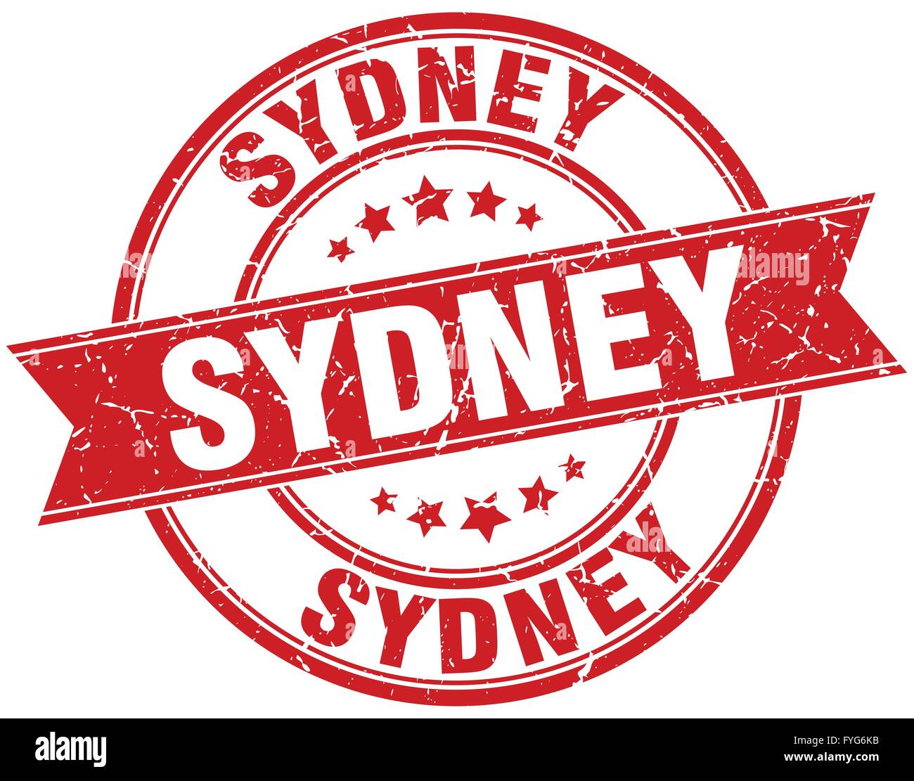 Sydney red round grunge vintage ribbon stamp Stock Vector Image & Art ...
