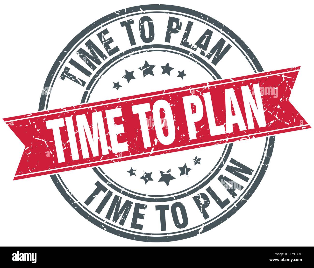 time to plan red round grunge vintage ribbon stamp Stock Vector Image ...