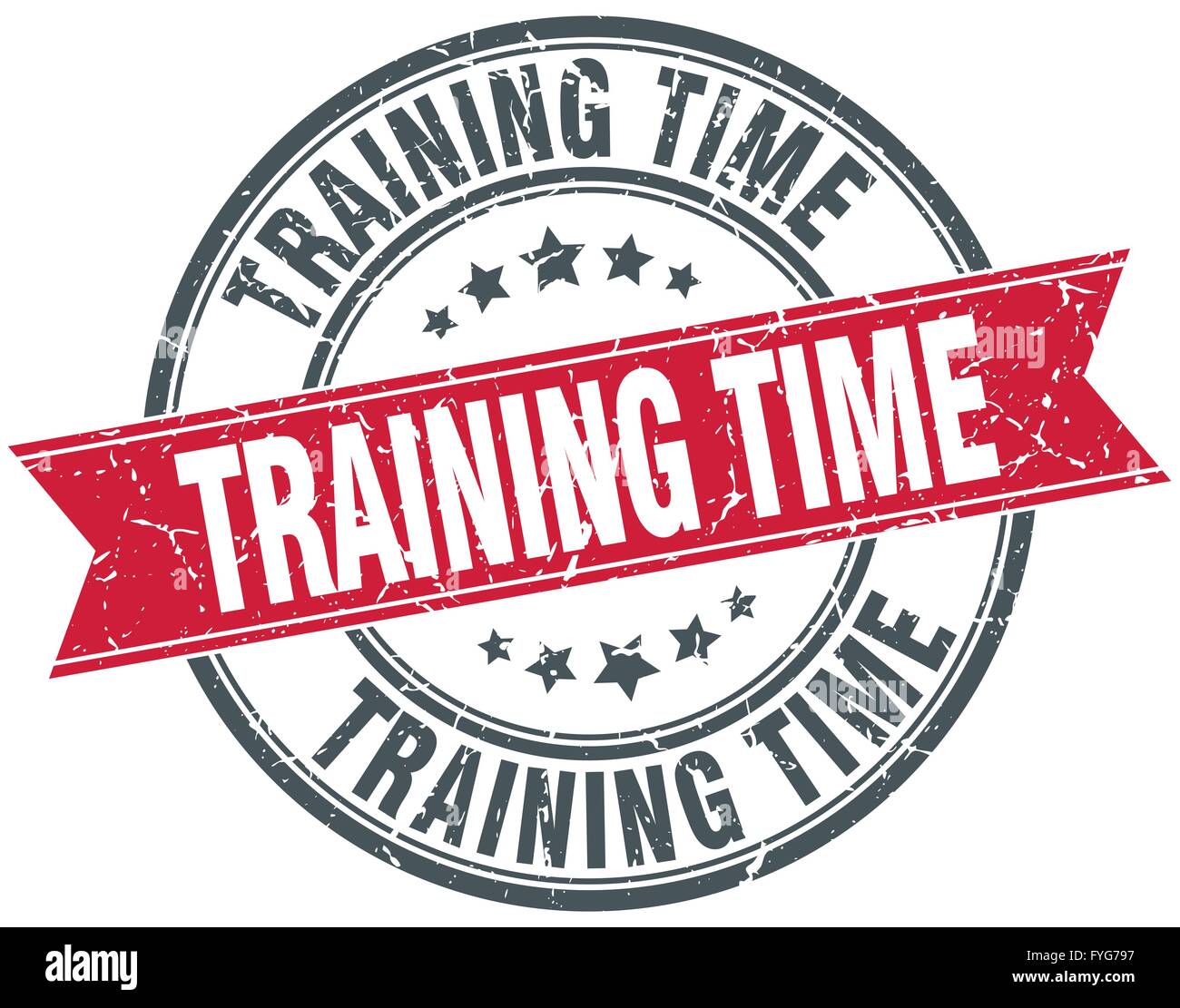 training time red round grunge vintage ribbon stamp Stock Vector Image ...