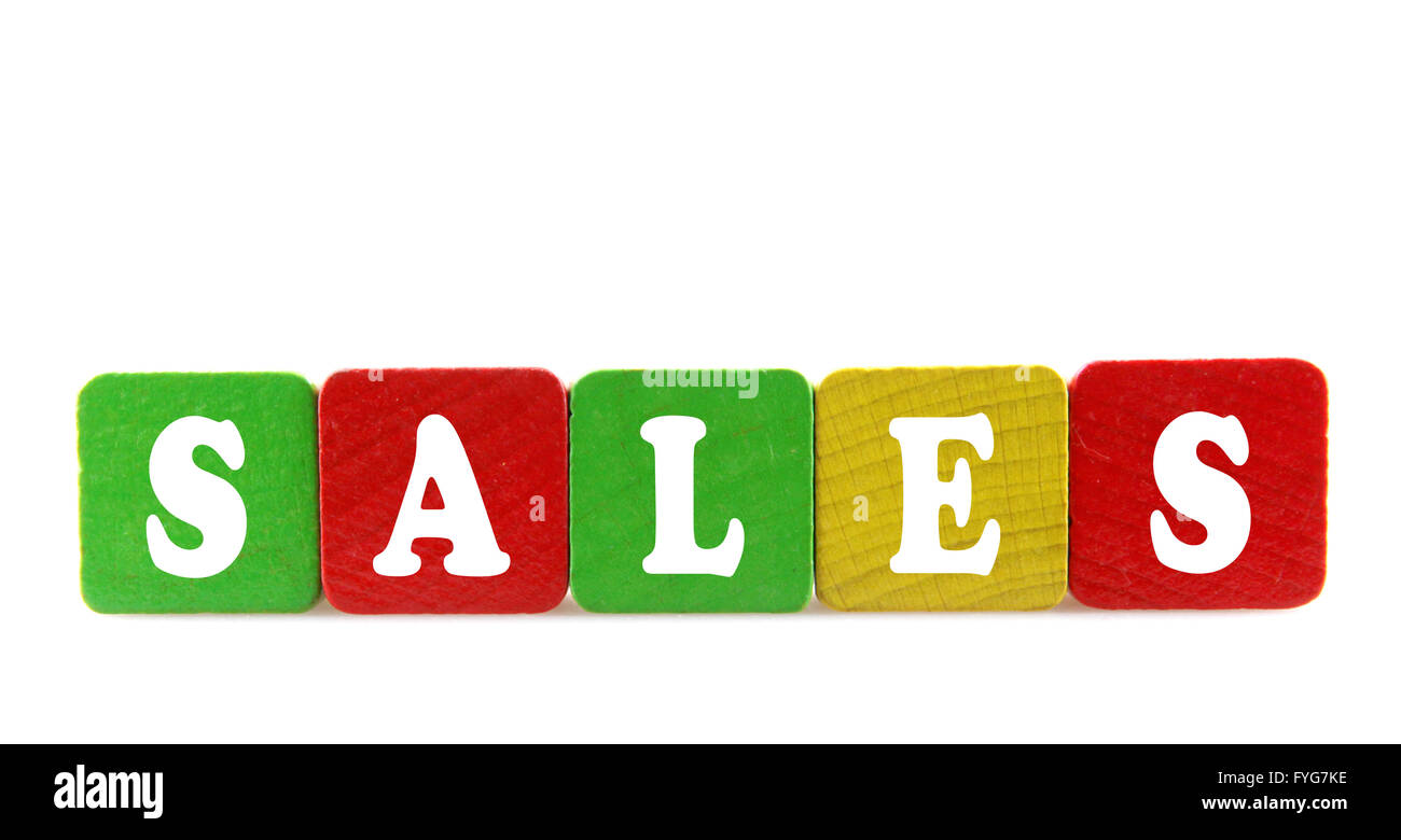 sales - isolated text in wooden building blocks Stock Photo - Alamy