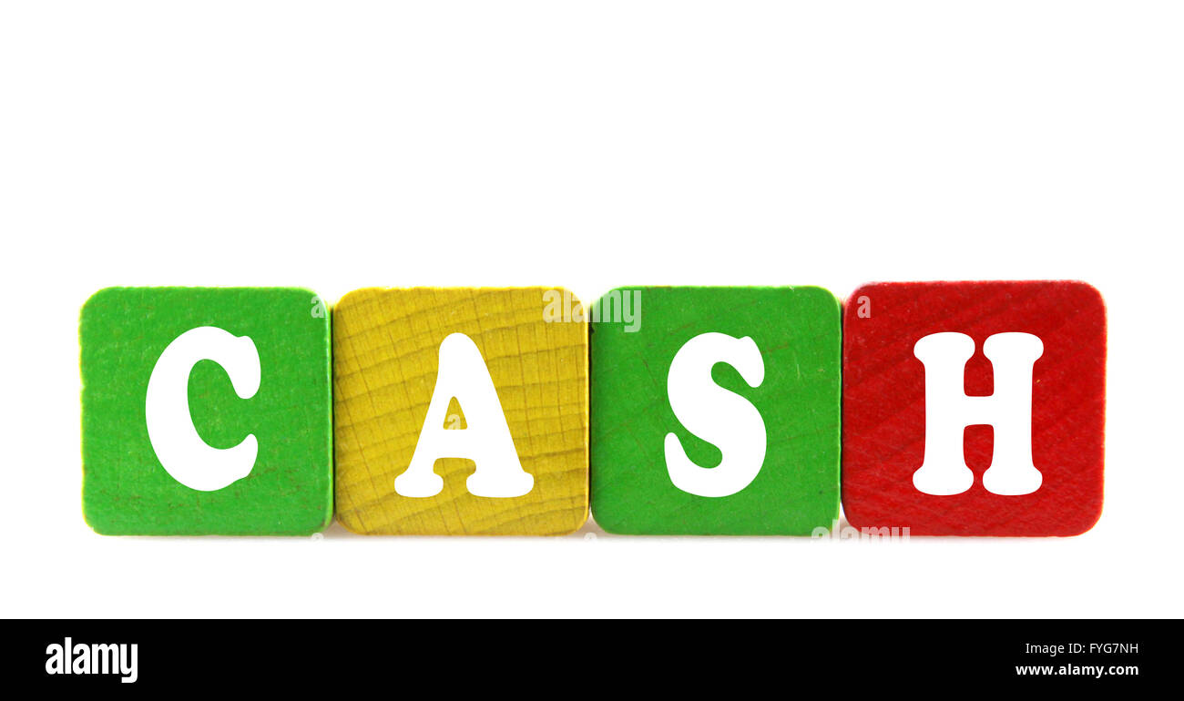cash - isolated text in wooden building blocks Stock Photo - Alamy