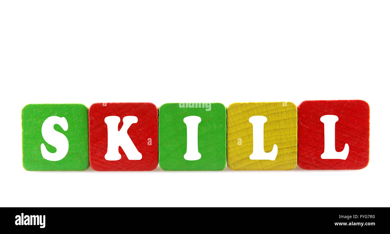 skill - isolated text in wooden building blocks Stock Photo - Alamy