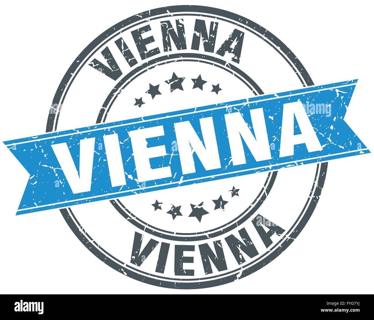 Vienna blue round grunge vintage ribbon stamp Stock Vector Image & Art ...
