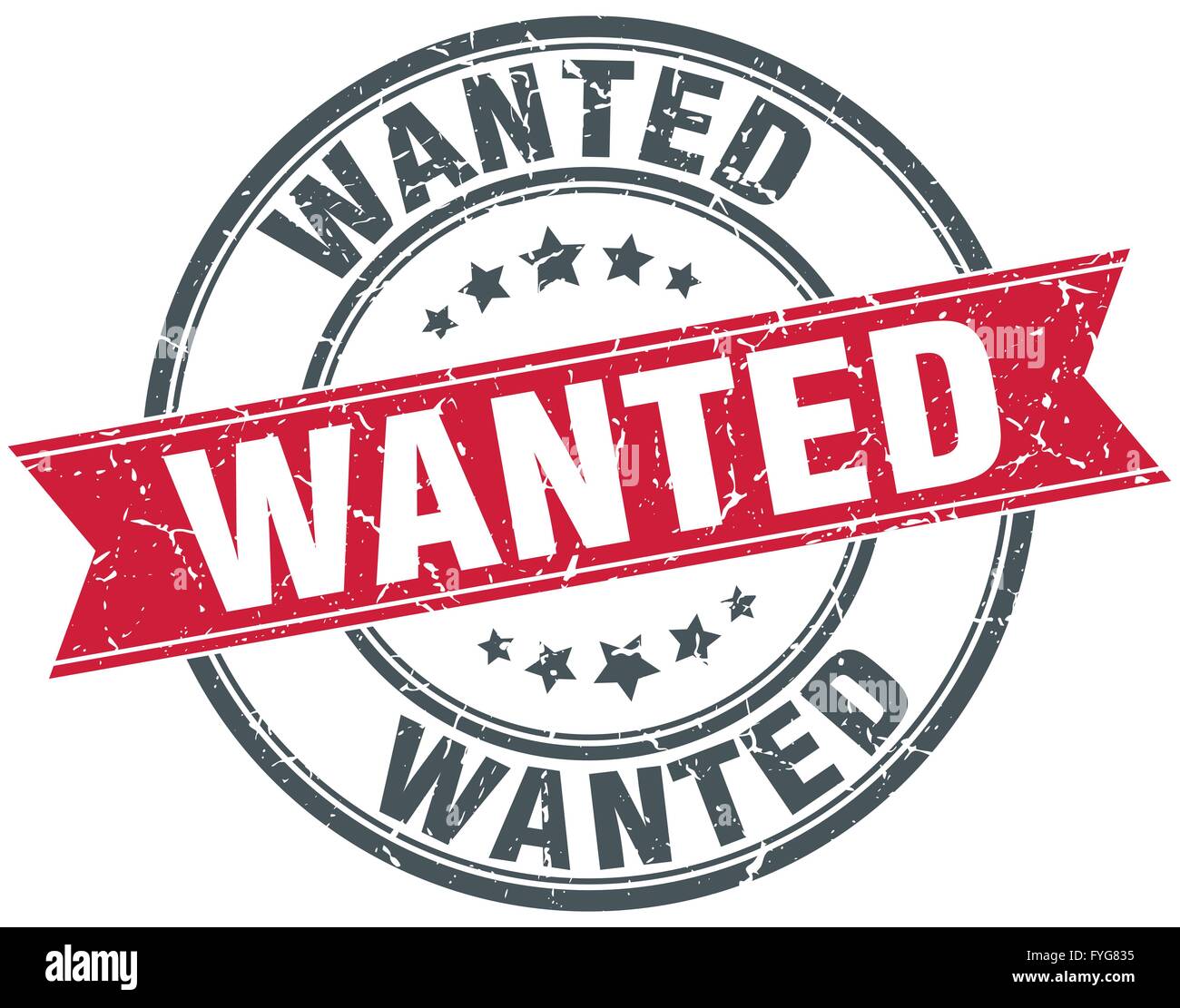 wanted red round grunge vintage ribbon stamp Stock Vector Image & Art ...