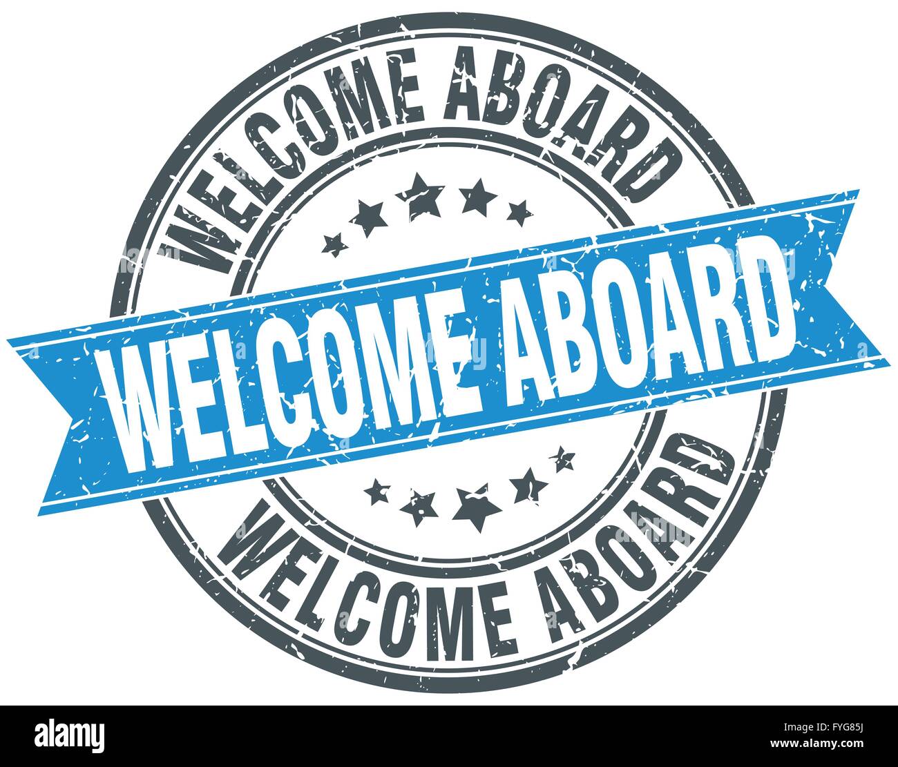 welcome aboard blue round grunge vintage ribbon stamp Stock Vector ...