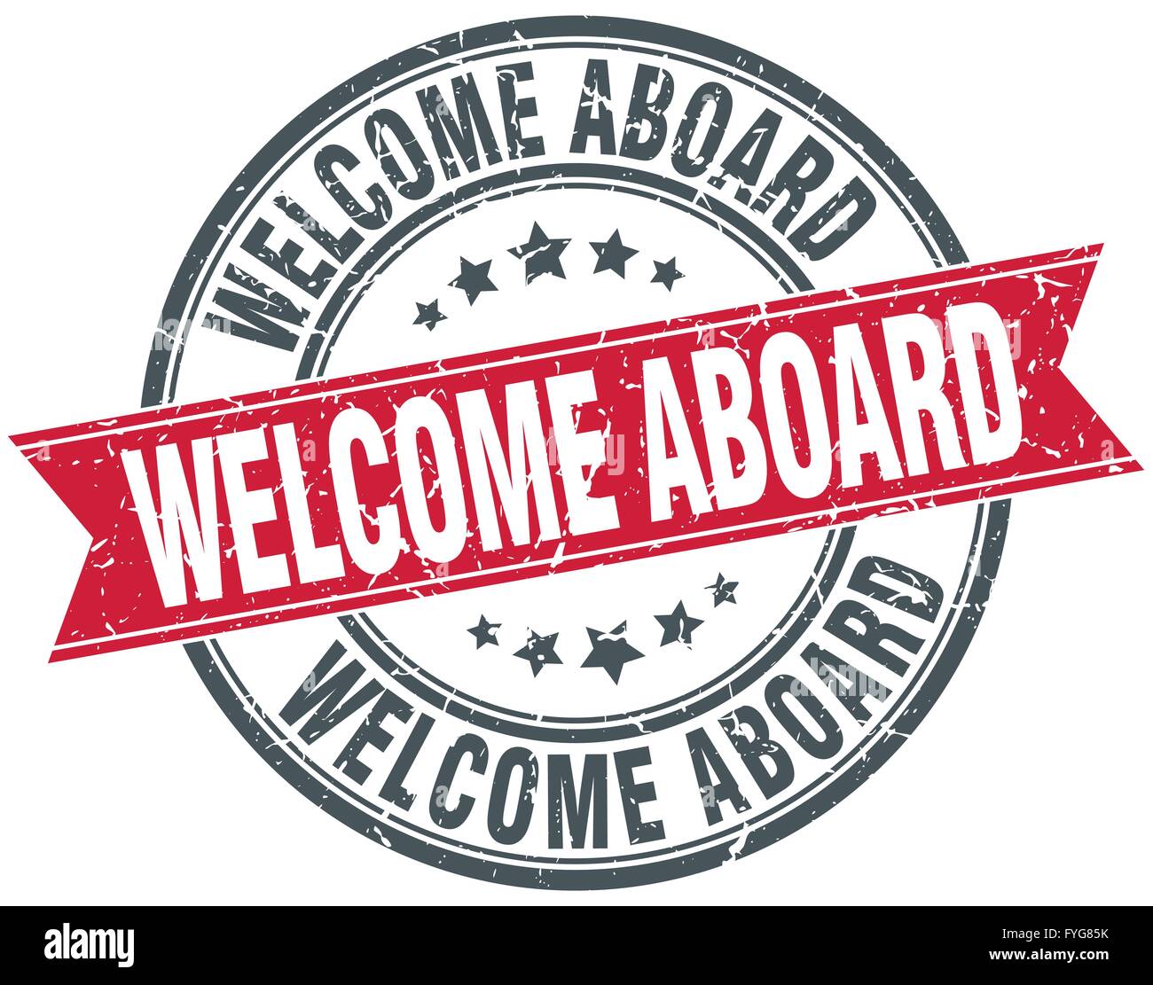 welcome aboard red round grunge vintage ribbon stamp Stock Vector Image ...