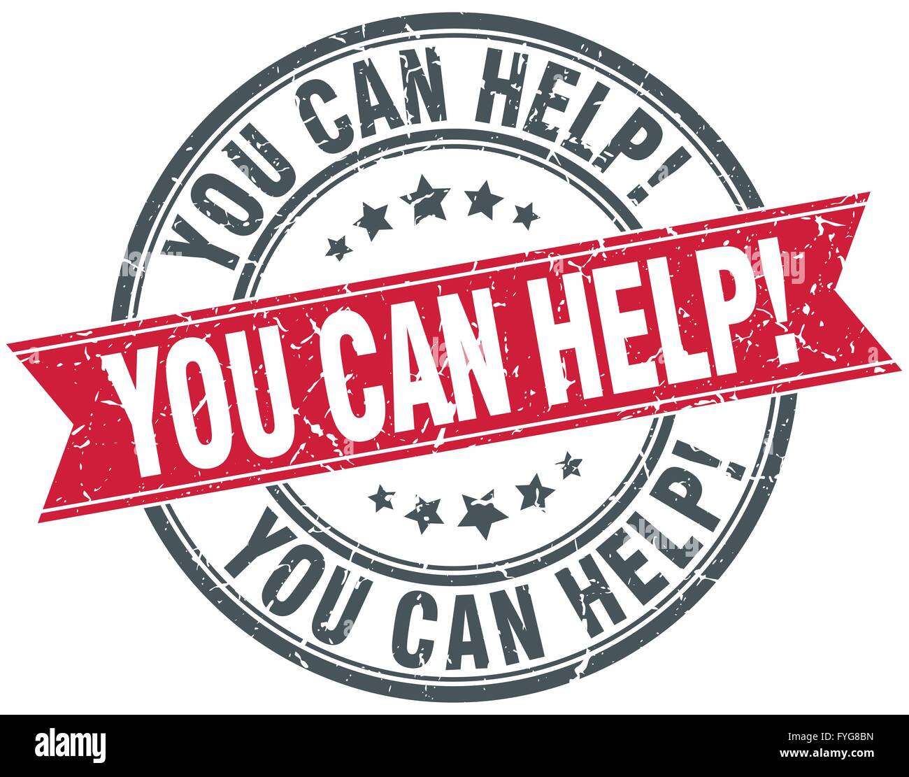 you can help red round grunge vintage ribbon stamp Stock Vector Image ...