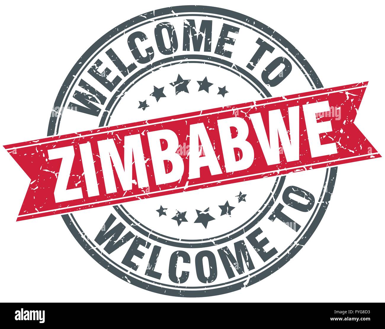 welcome to Zimbabwe red round vintage stamp Stock Vector Image & Art ...