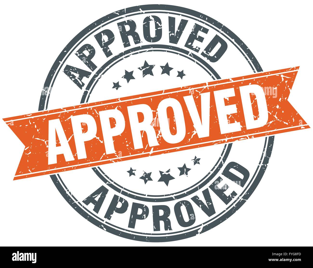 approved round orange grungy vintage isolated stamp Stock Vector Image ...