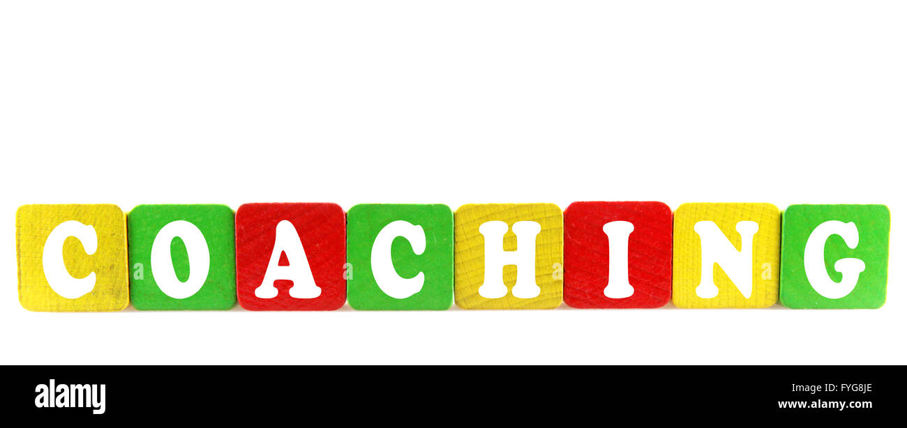 coaching - isolated text in wooden building blocks Stock Photo - Alamy
