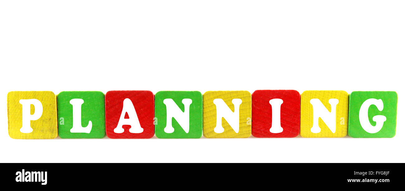 planning - isolated text in wooden building blocks Stock Photo - Alamy