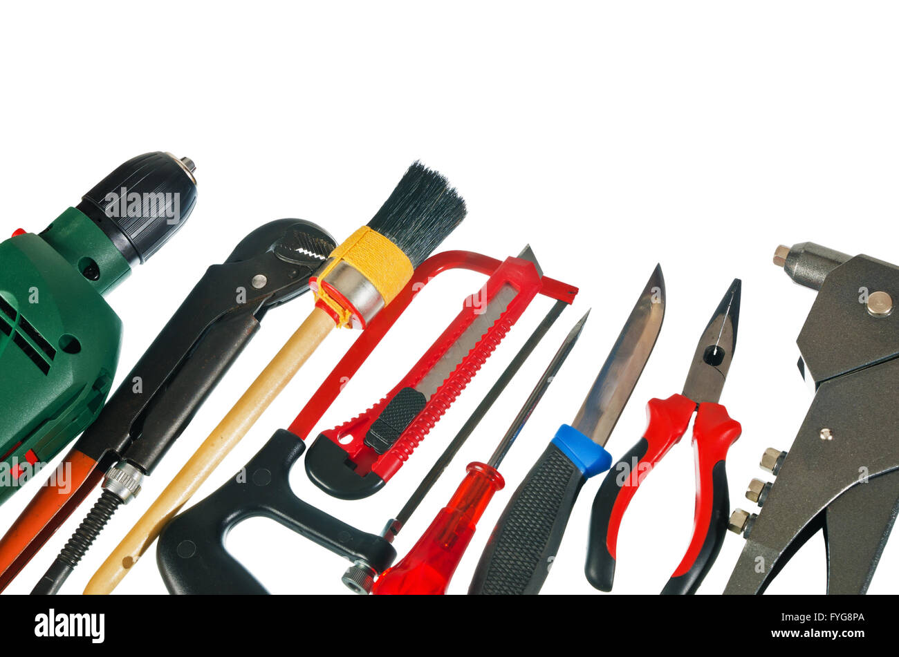 Set of working tools, it is isolated on a white background Stock Photo ...