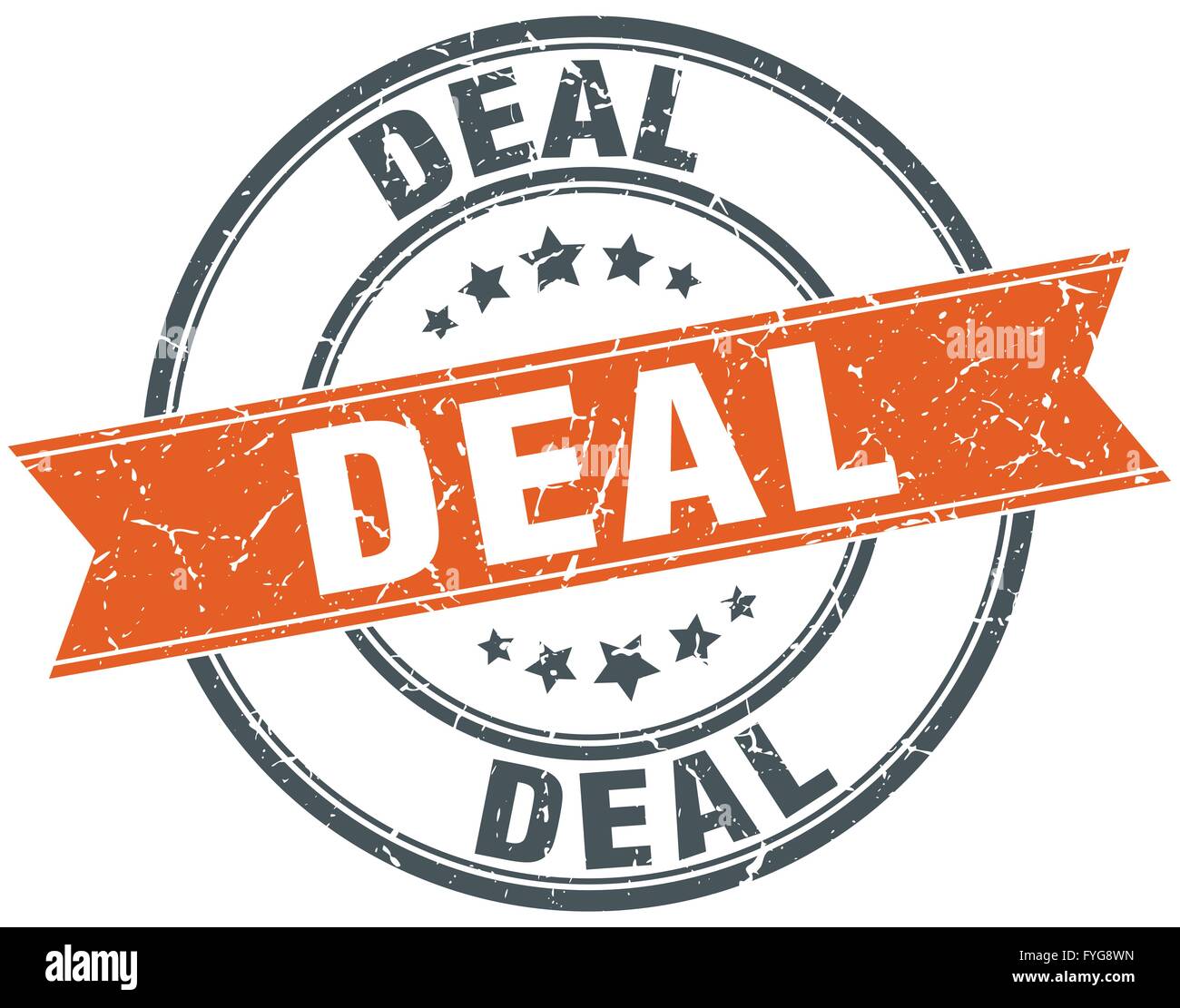 deal round orange grungy vintage isolated stamp Stock Vector Image ...