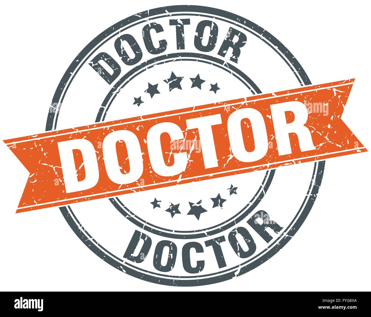 doctor round orange grungy vintage isolated stamp Stock Vector Image ...