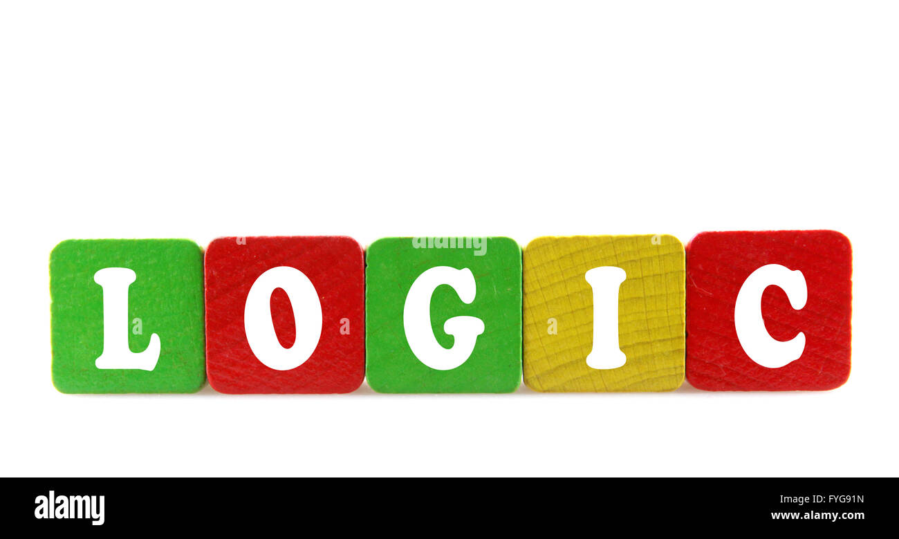 logic - isolated text in wooden building blocks Stock Photo - Alamy
