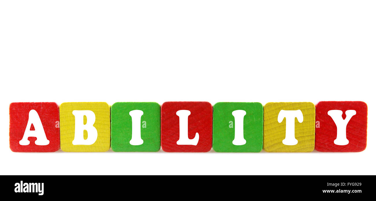 ability - isolated text in wooden building blocks Stock Photo - Alamy