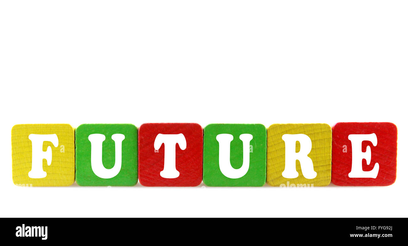 future - isolated text in wooden building blocks Stock Photo - Alamy