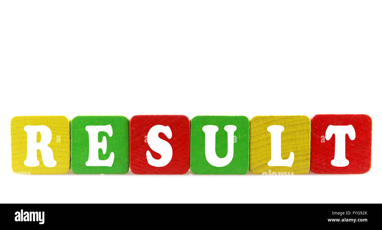 result - isolated text in wooden building blocks Stock Photo - Alamy