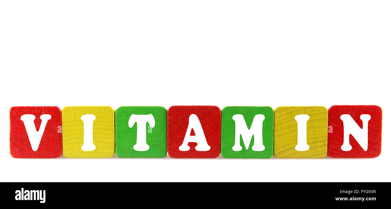 vitamin - isolated text in wooden building blocks Stock Photo - Alamy
