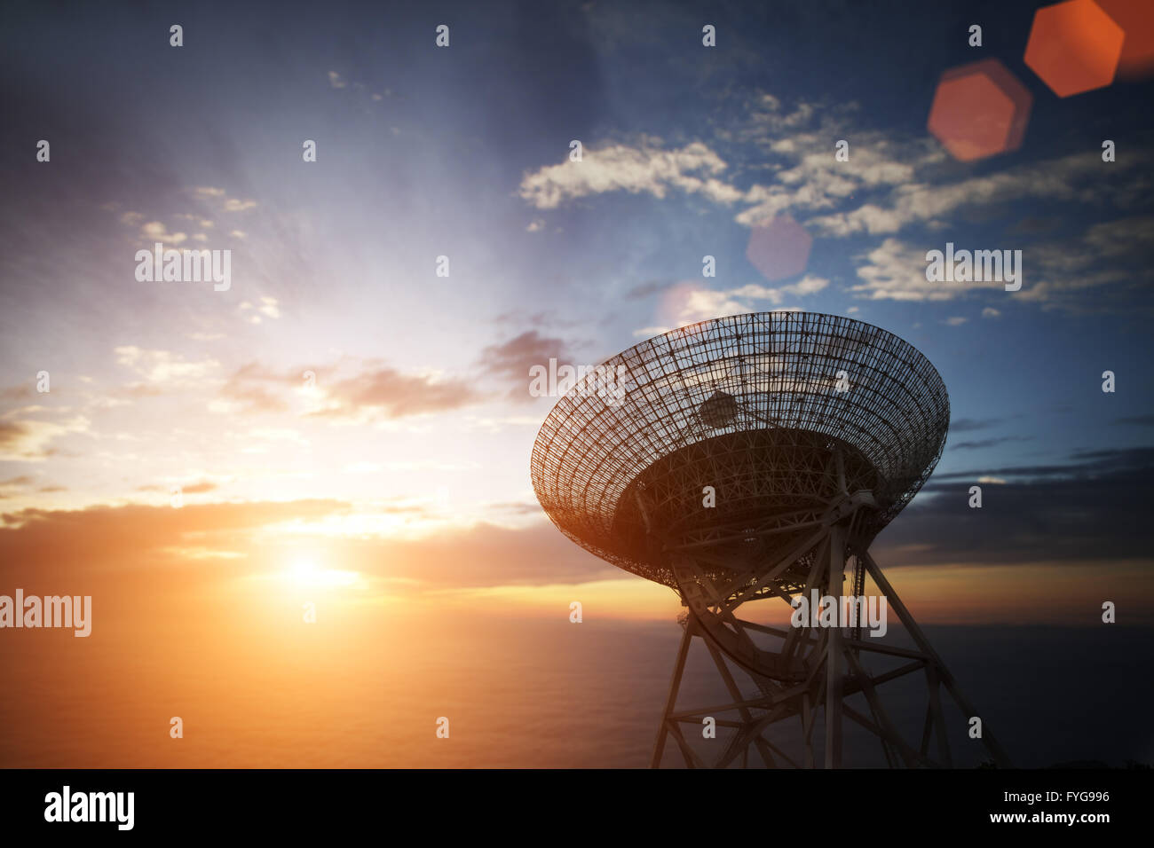 satellite dishes with sunset Stock Photo - Alamy