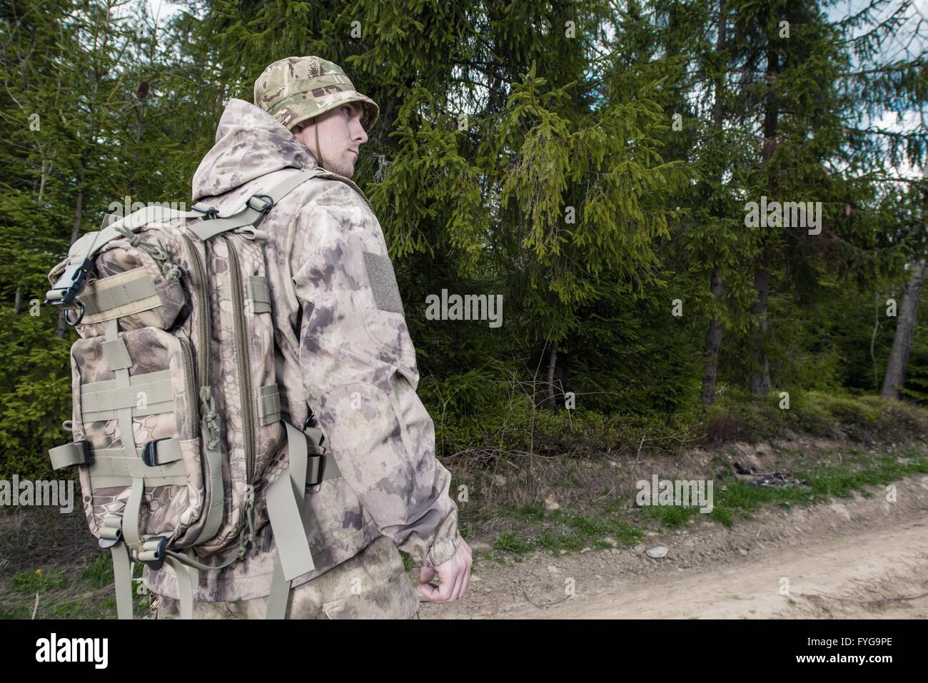 Forest Ranger at Work. Caucasian Forest Ranger Wearing Camouflage Stock ...