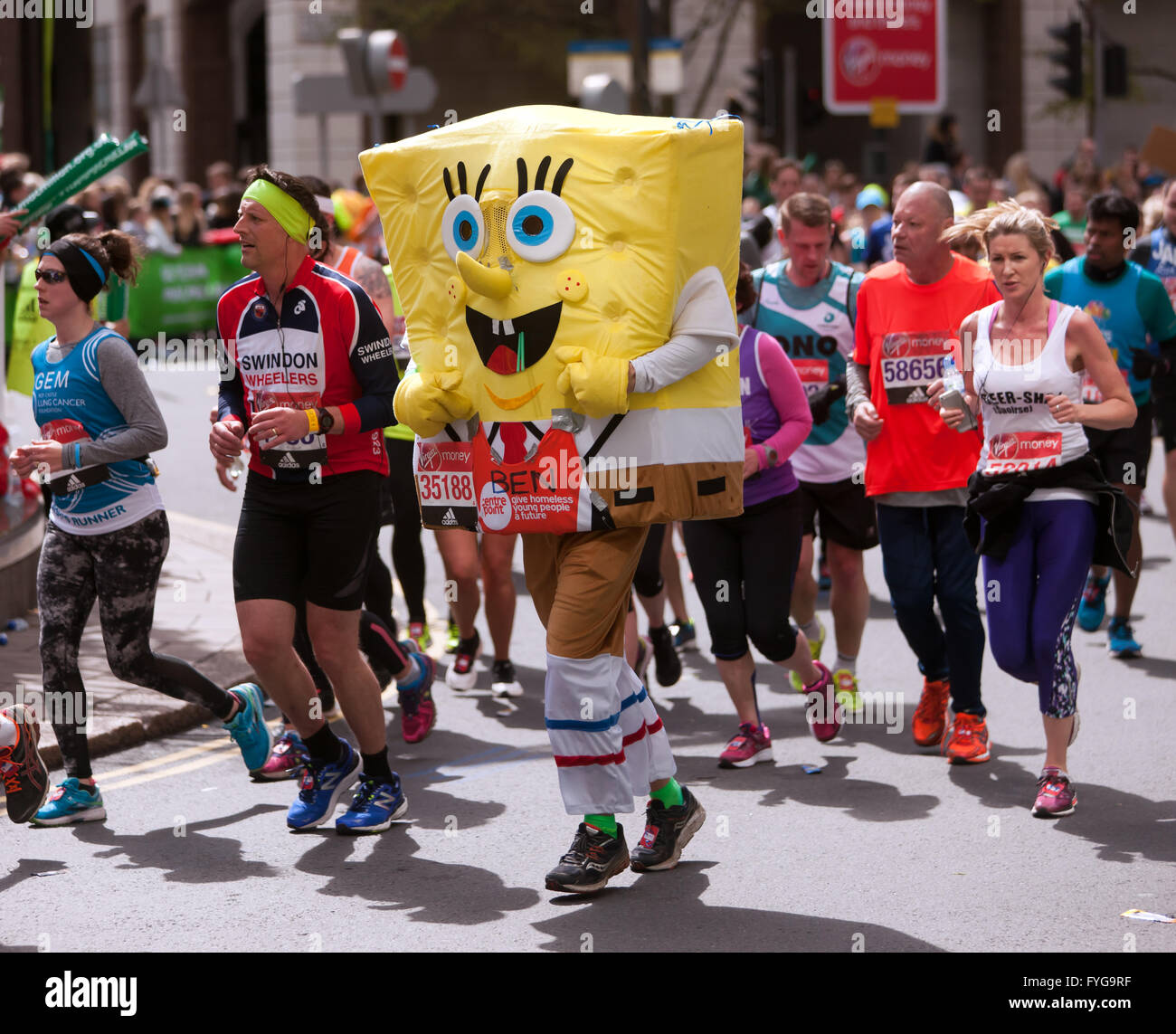 Ben Boyne, from GBR, running as SpongeBob SquarePants, on behalf of the ...