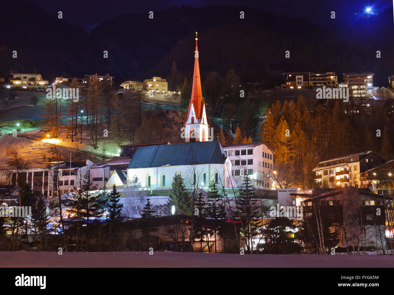 Mountains ski resort Solden Austria at sunset Stock Photo - Alamy