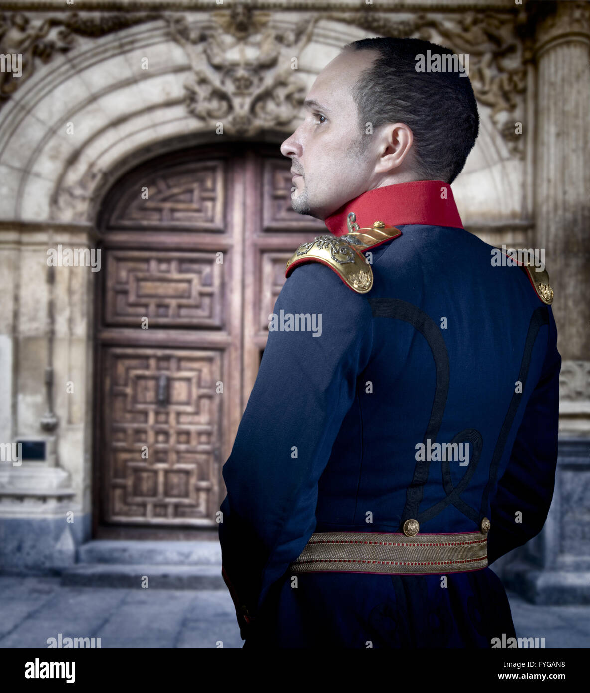 Spanish old soldier, elegant historical costume Stock Photo - Alamy
