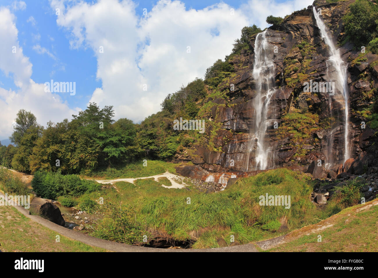 The pedestrian mountain footpaths are convenient for walk Stock Photo ...