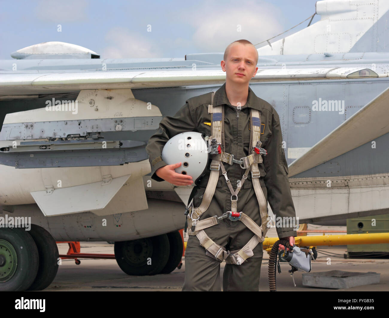 military pilot in a helmet near the aircraft Stock Photo - Alamy