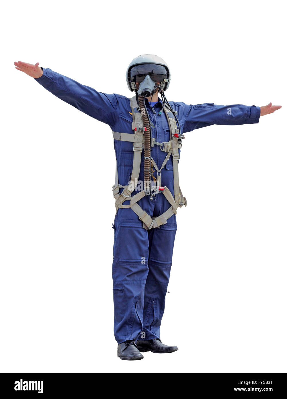 man dressed as a pilot on a white background Stock Photo - Alamy
