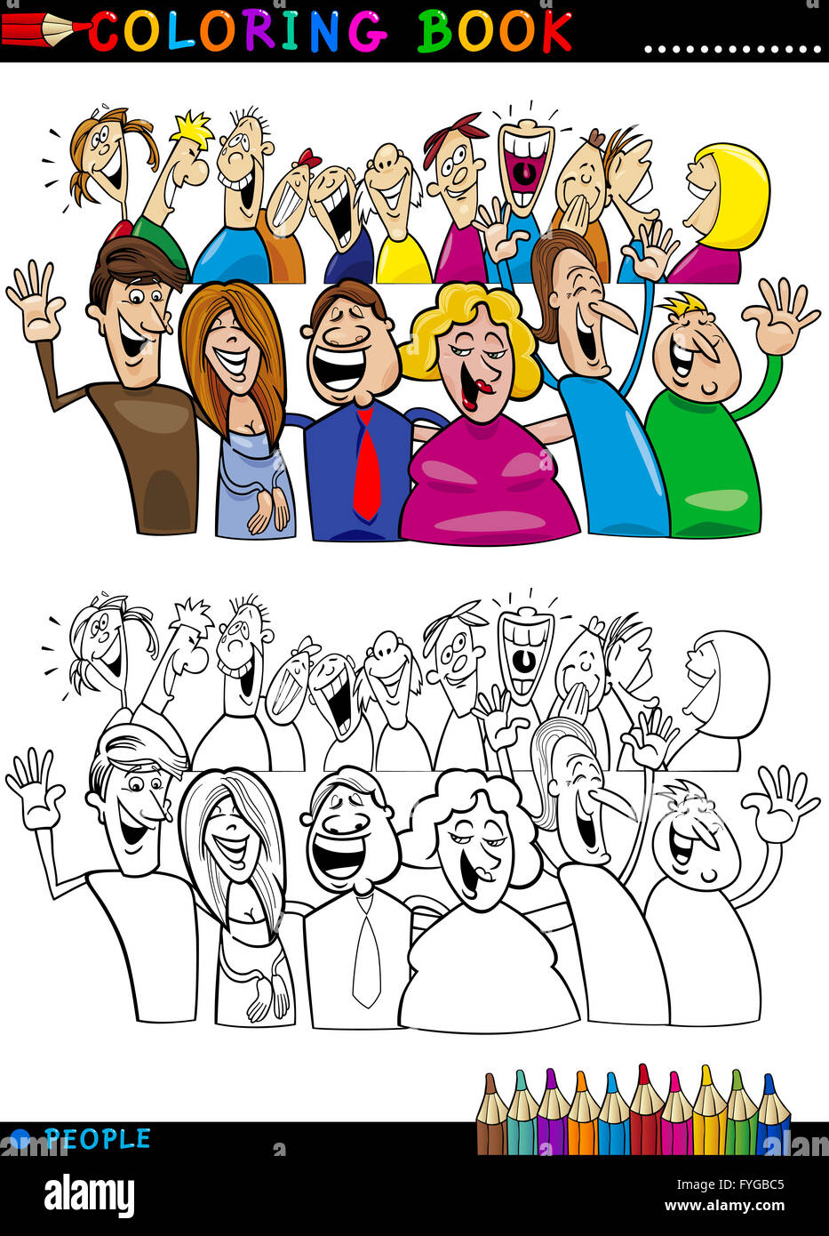 Happy People group for coloring Stock Photo - Alamy