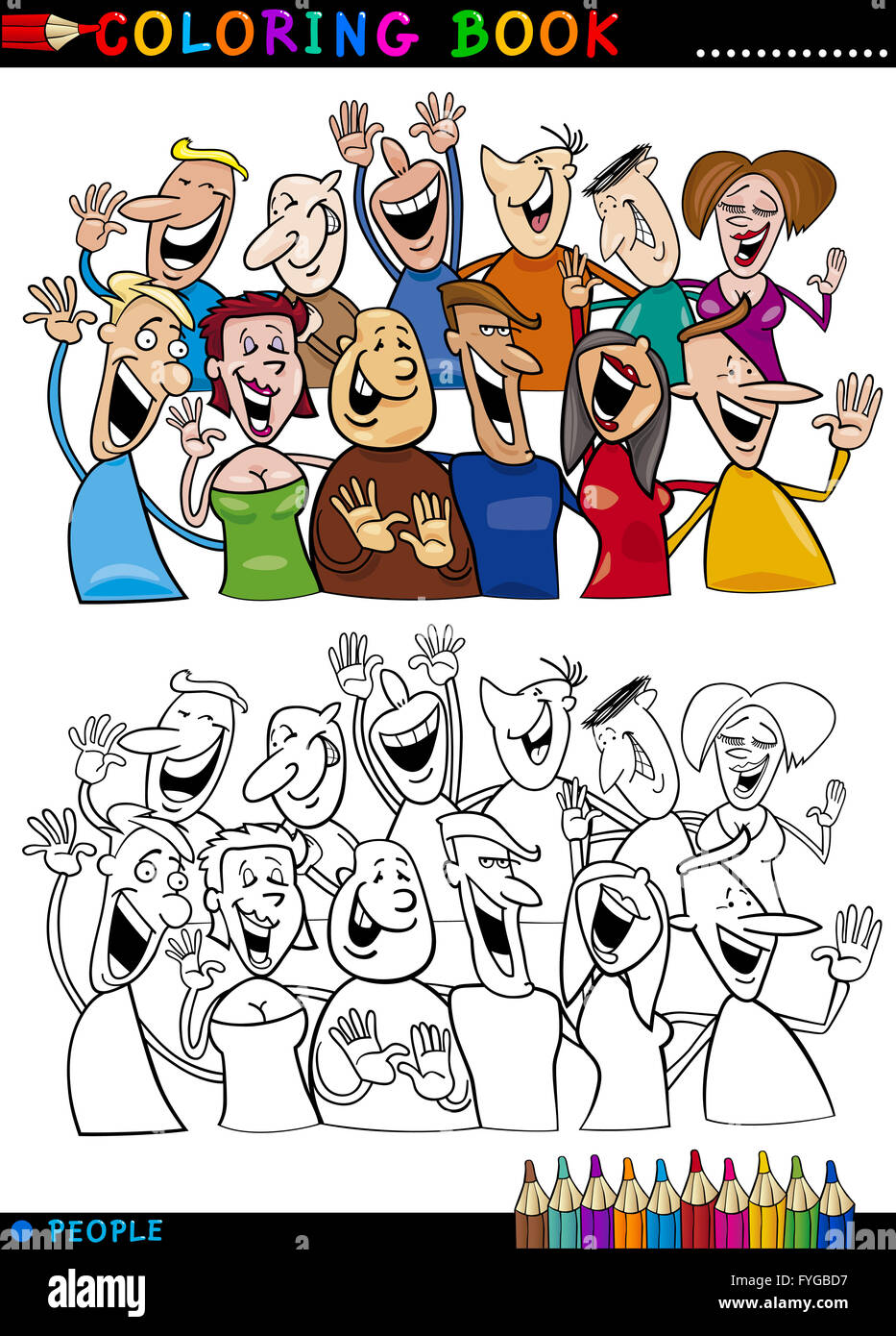 Happy People group for coloring Stock Photo - Alamy