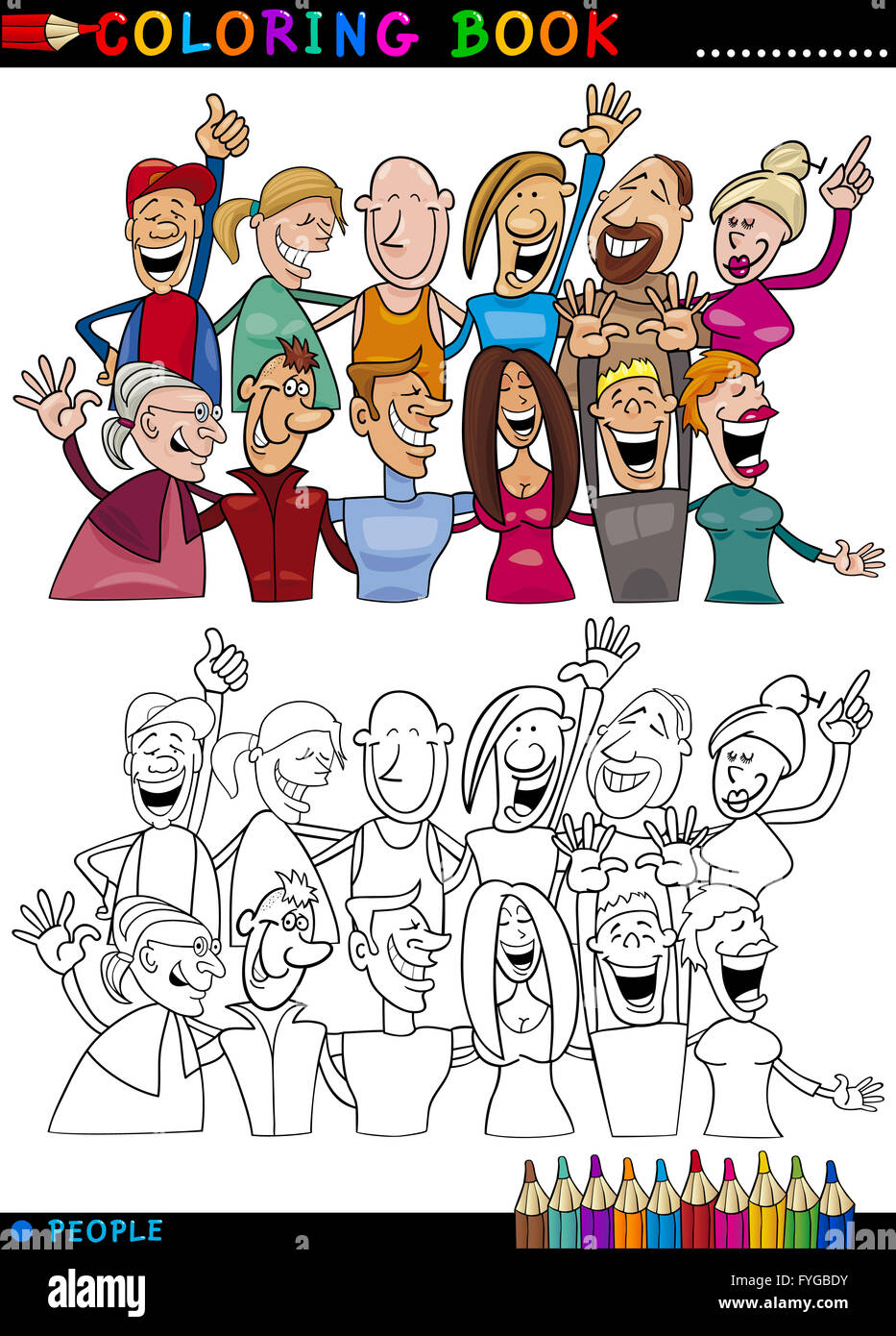 Happy People group for coloring Stock Photo - Alamy