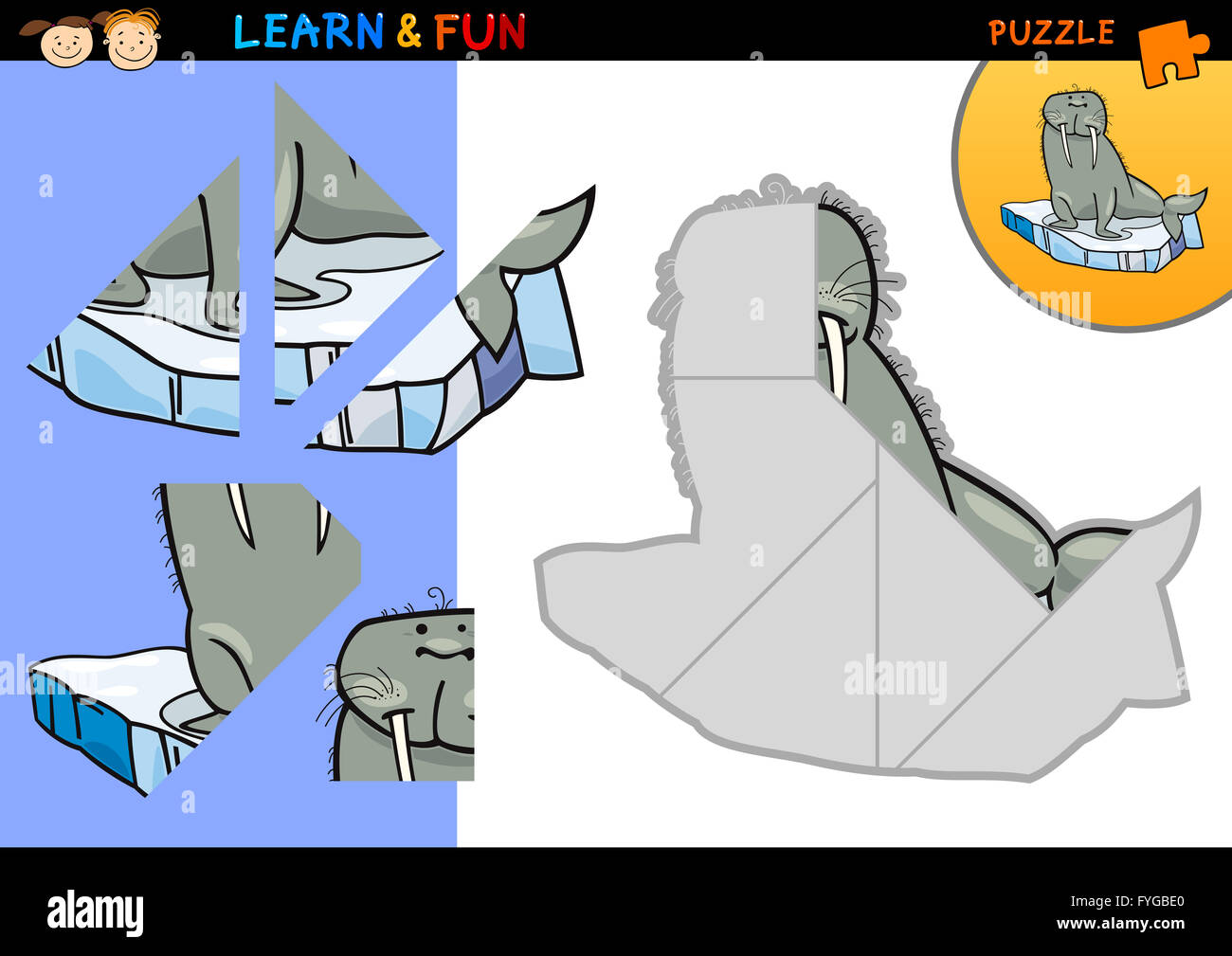 Cartoon walrus puzzle game Stock Photo - Alamy